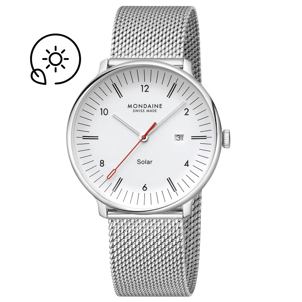 Doppio Solar, Edelstahl, 41 mm – Mondaine Schweiz